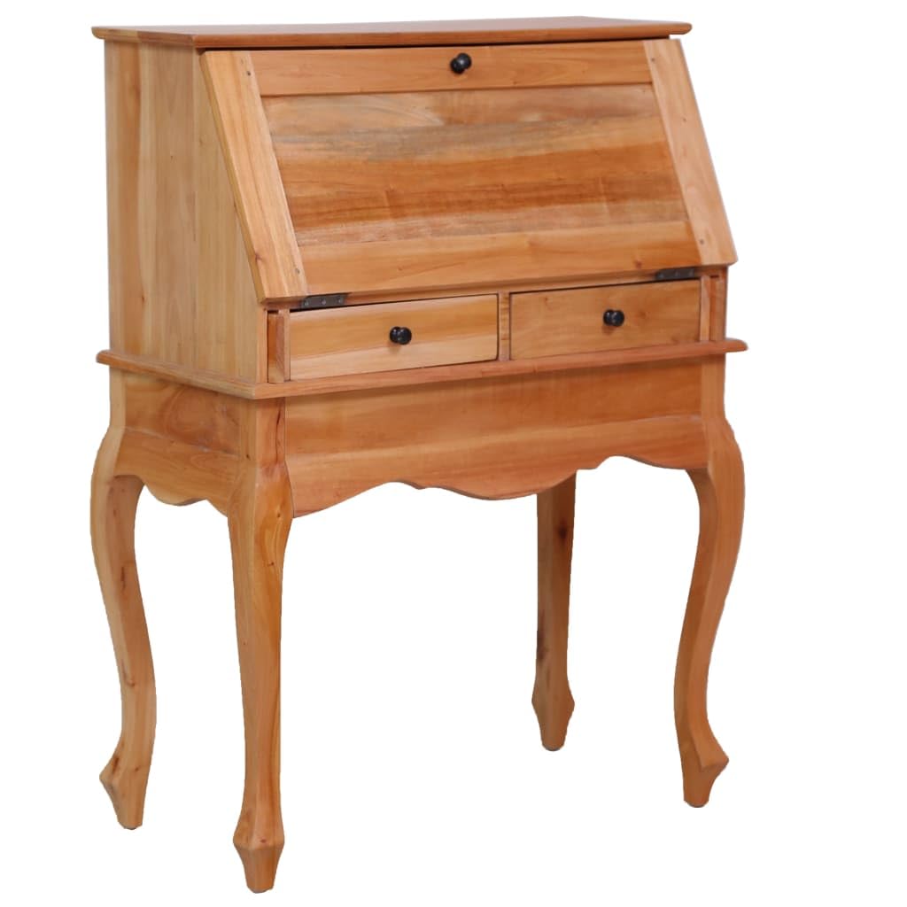 vidaXL Solid Mahogany Wood Secretary Desk Drawers 30.7" Office Workstation