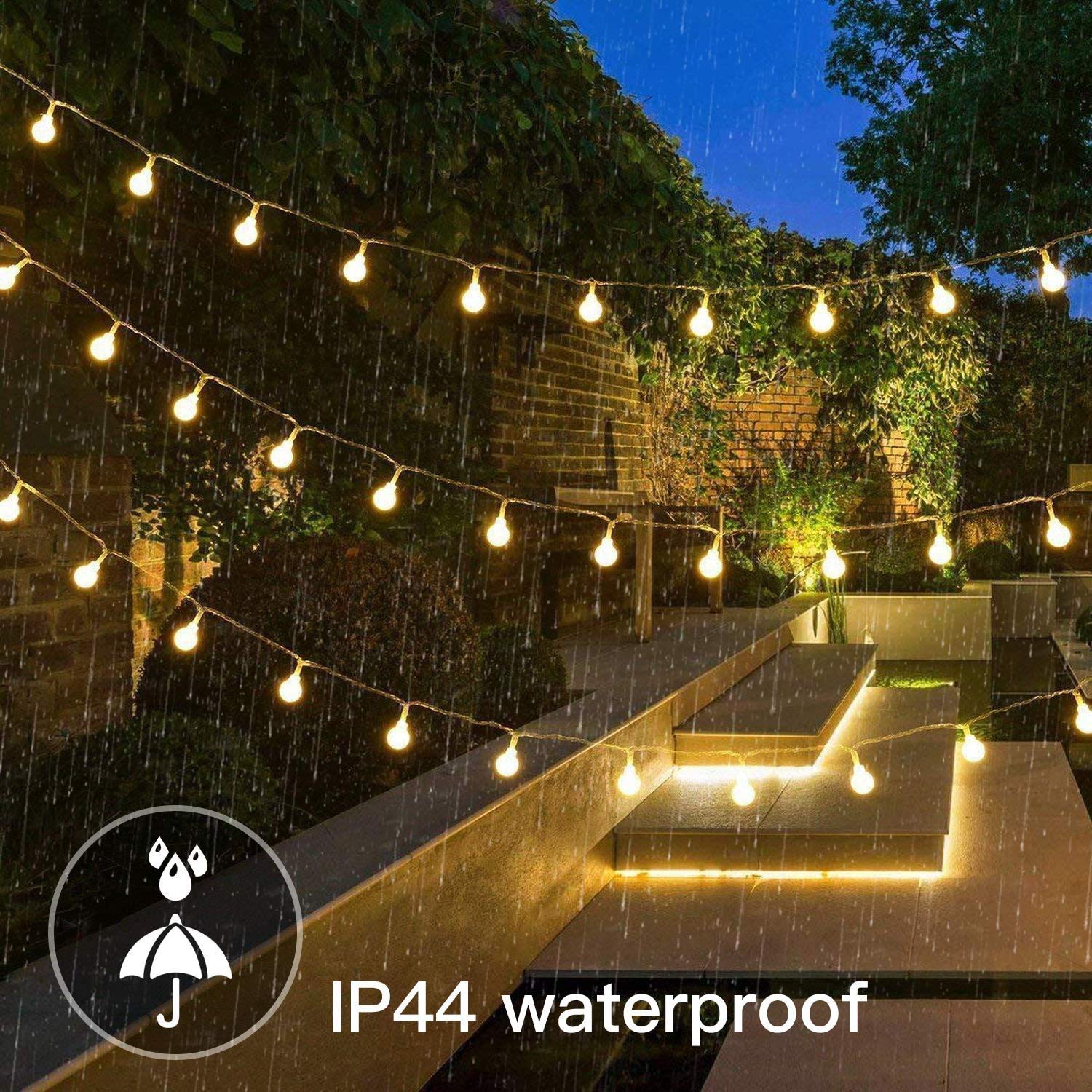 VGGFDY Globe String Lights 43ft 70 Led, Indoor/Bedroom, 8 Modes Fairy Lights Plug in, Extendable Outdoor Decorative Lights for Christmas Decoration, Patio, Wedding, Warm White, No Remote