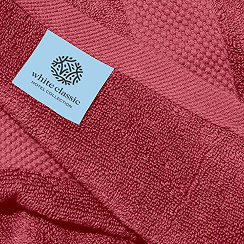 White Classic Luxury Hand Towels | 6 Pack Luxury Cotton Washcloths | 12 Pack Bundle (Burgundy)