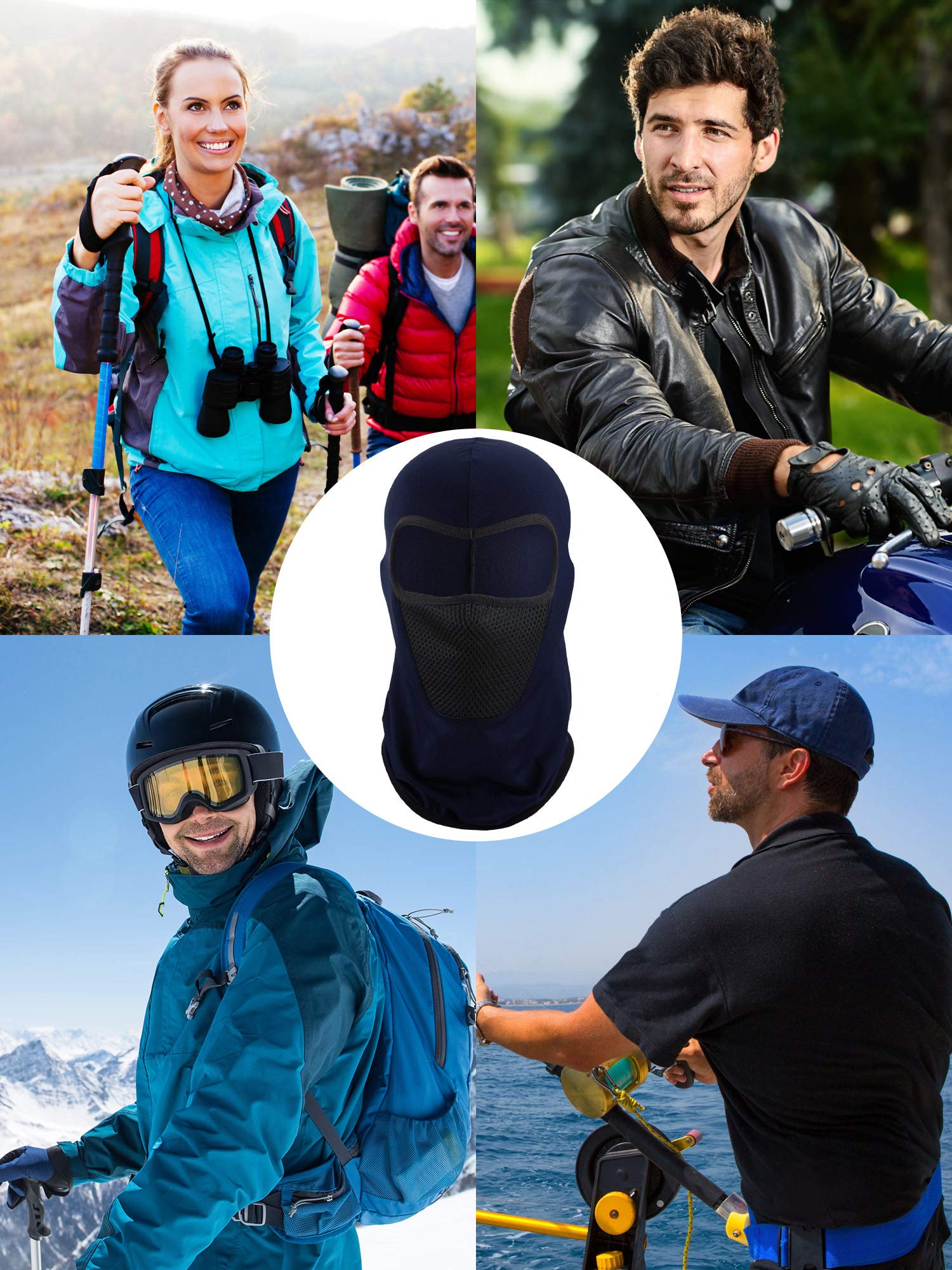 Blulu 4 Pieces Balaclava Full Face Mask Winter Windproof Balaclava Neck Sun Protection Breathable Face Cover(Solid Colors)