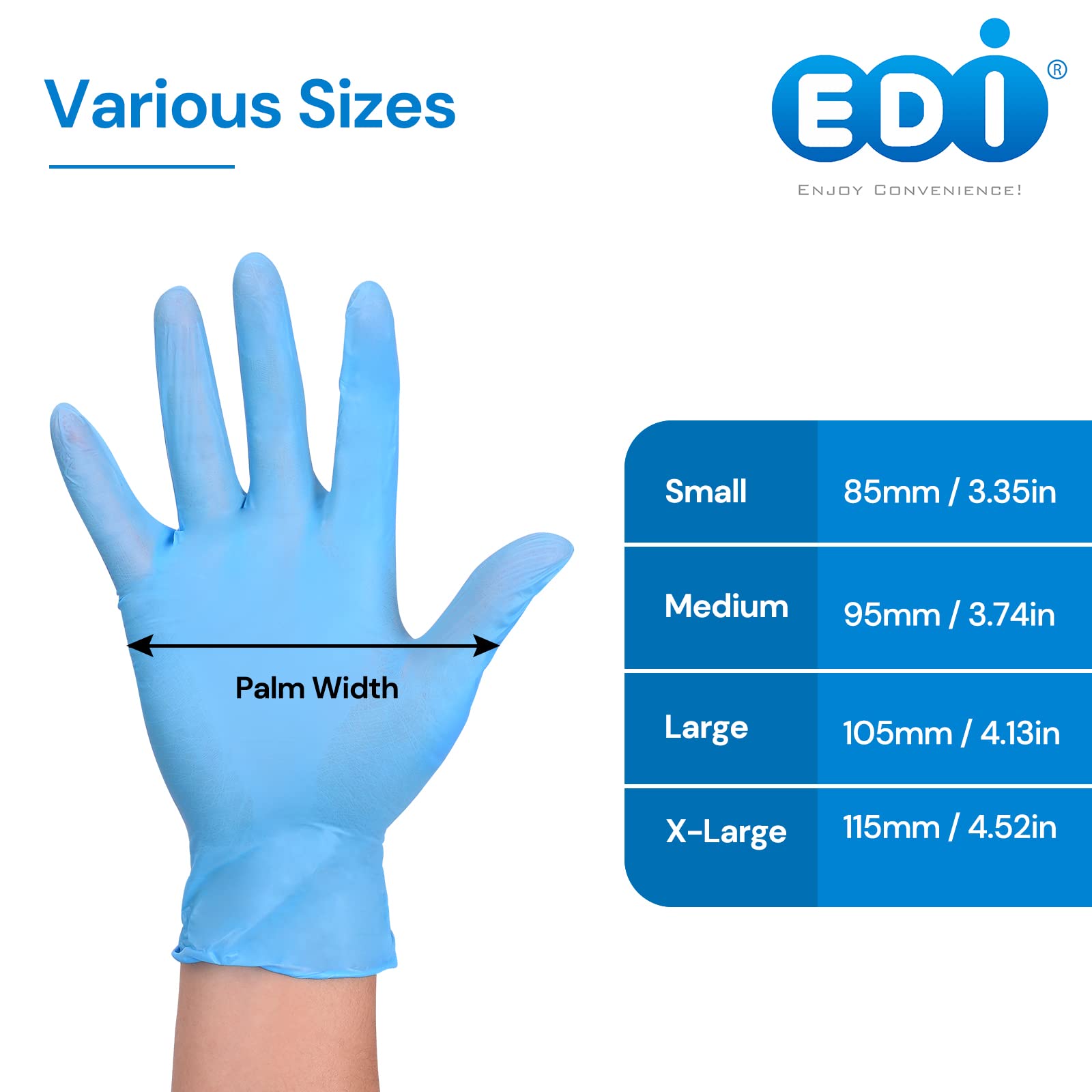EDI Disposable Vinyl Gloves Large, 100 pcs (Blue)