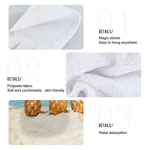 SLHKPNS Pineapples with Sunglasses Kitchen Hanging Hand Towels, Funny Beach Absorbent Tie Towel with Loop 2 PCS Kitchen Linen Sets for Bathroom Restroom Home Decor