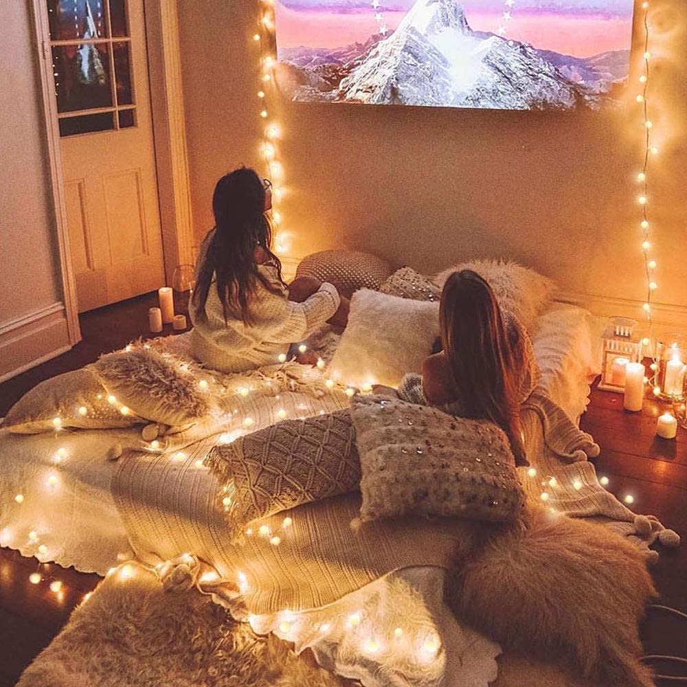 VGGFDY Globe String Lights 43ft 70 Led, Indoor/Bedroom, 8 Modes Fairy Lights Plug in, Extendable Outdoor Decorative Lights for Christmas Decoration, Patio, Wedding, Warm White, No Remote