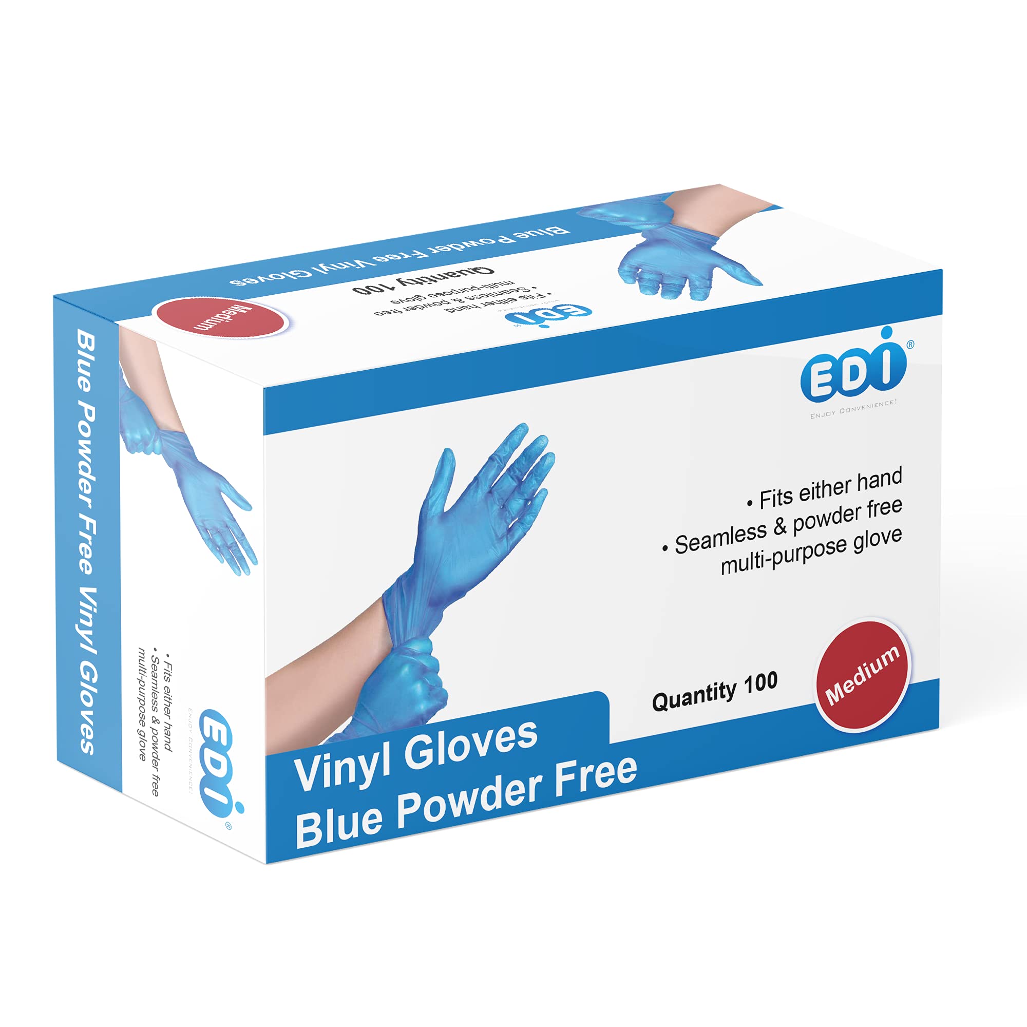EDI Disposable Vinyl Gloves Large, 100 pcs (Blue)