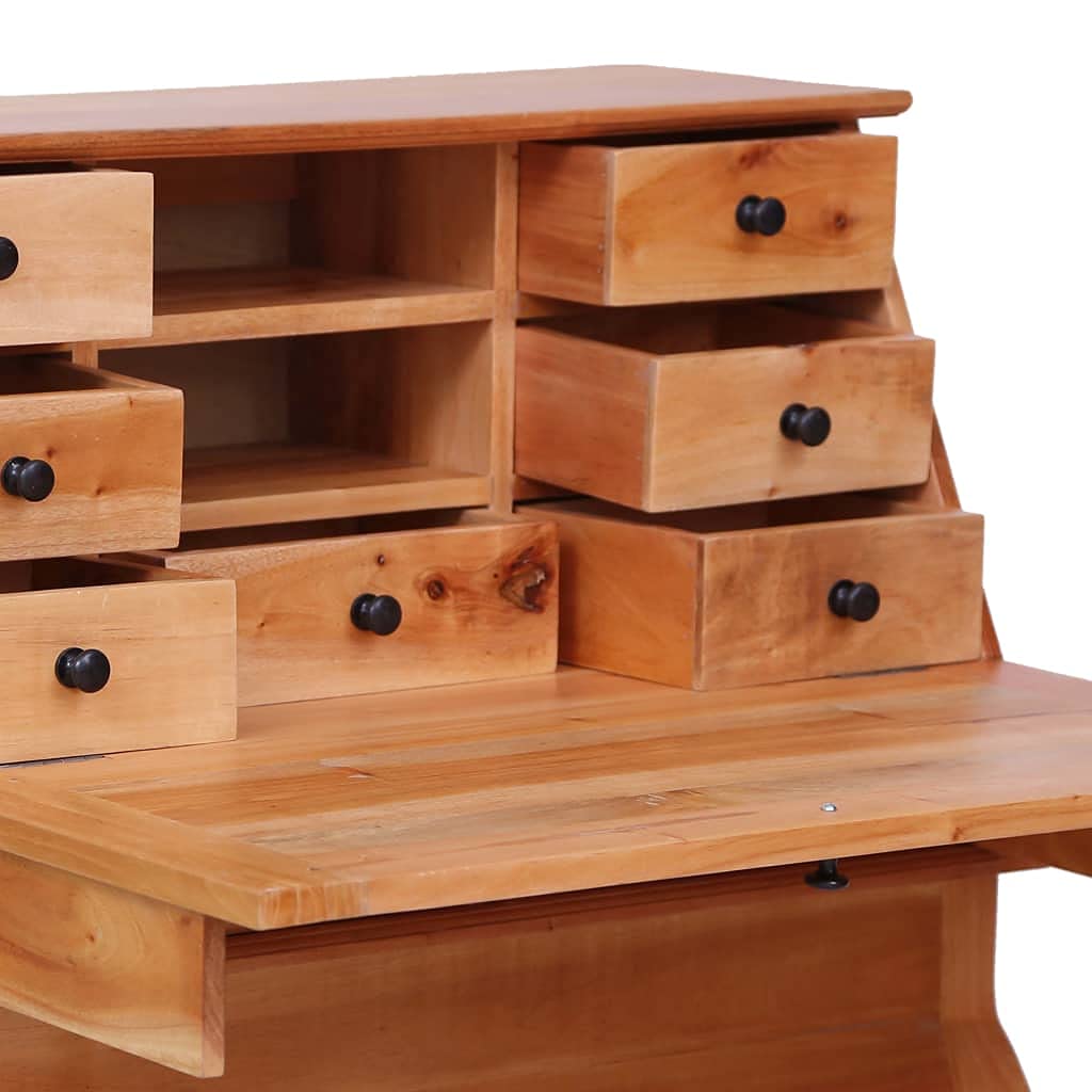 vidaXL Solid Mahogany Wood Secretary Desk Drawers 30.7" Office Workstation