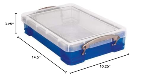 636643 Really Useful Box(R) Plastic Storage Box, 4 liters, 14 1/2in. x 10 1/4in. x 3 1/4in, Transparent Blue, Office Supplies by Really Useful Boxes,USA