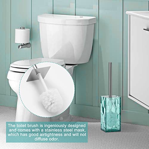 5 Piece Bathroom Accessories Set, Acrylic Bathroom Vanity Accessory Set with Toothbrush Holder Tumbler Lotion Dispenser Soap Dish Toilet Brush Set for Elegant Bathroom Decor and Gift Set (Blue)
