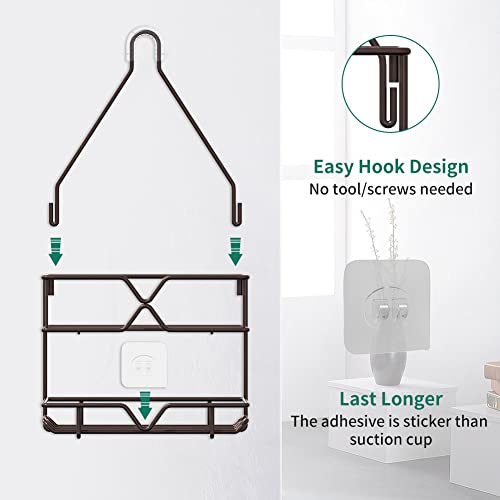 TreeLen Shower Caddy over Shower Head Hanging Bathroom Caddy for Shower Organizer 4 Hooks Shampoo Holder-Bronze