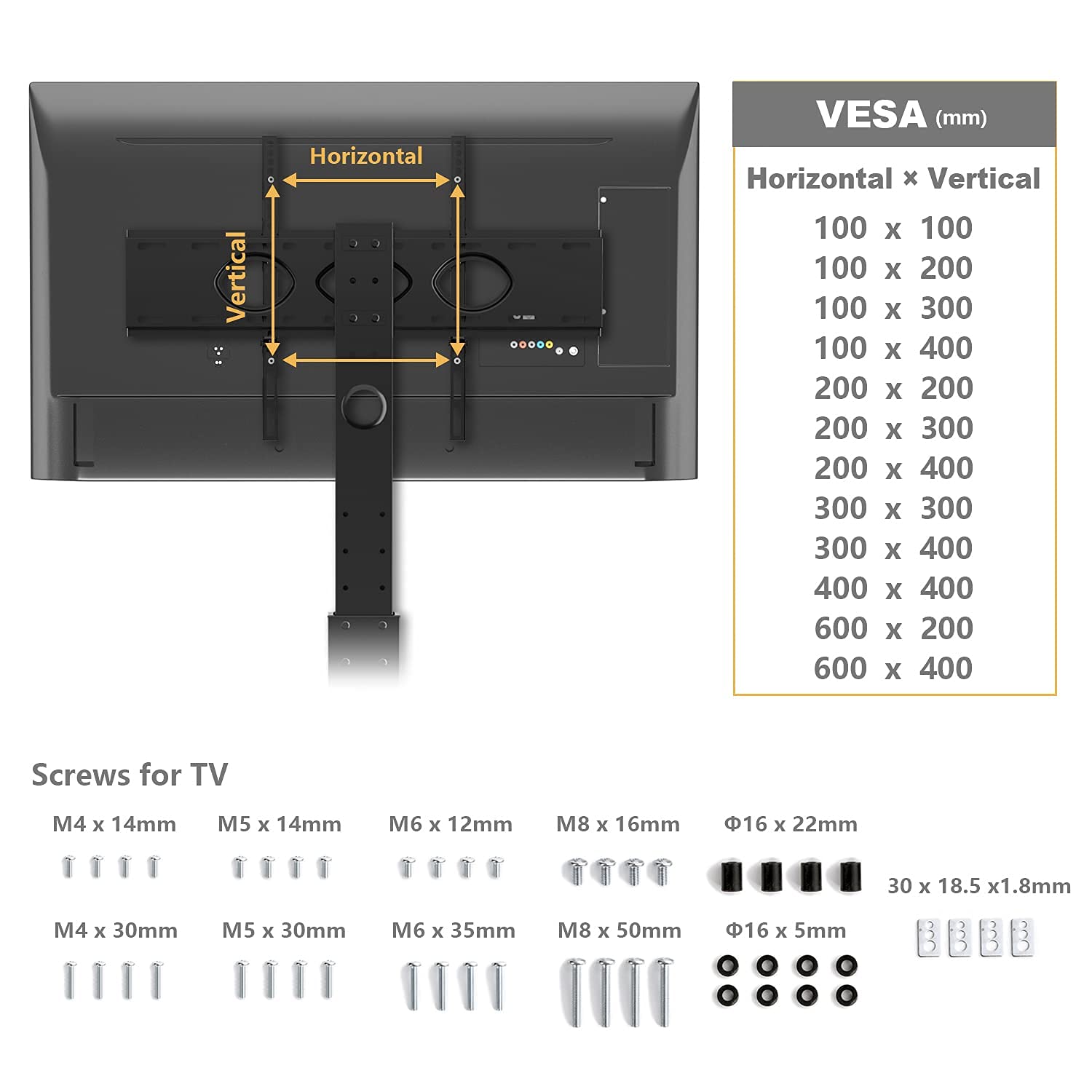Universal Floor TV Stand with Height Adjustable Swivel Mount and 3 Media Storage Shelves, Fit for 42 43 47 50 55 60 65 70 75 Inch Plasma LCD LED OLED Flat or Curved Screen TVs