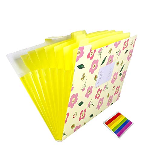 Expanding Files Folder 8 Pockets A4 Accordion File Organizer,Index Accordion Binder High Capacity Expanding Document Folder for Business Office Study Yellow
