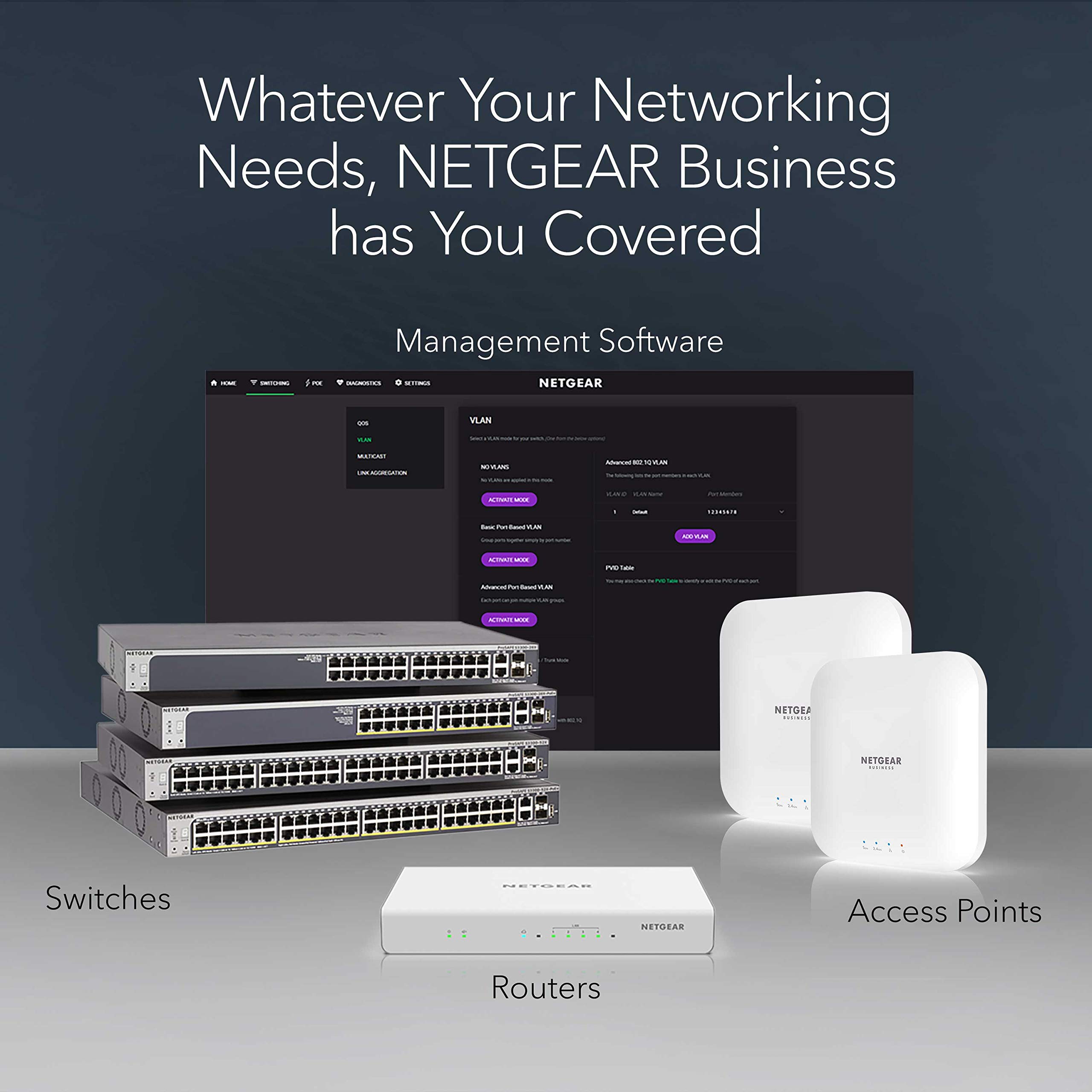 NETGEAR 48-Port Gigabit Ethernet Unmanaged Essentials PoE+ Switch (GS348PP) - with 24 x PoE+ @ 380W, Desktop or Rackmount