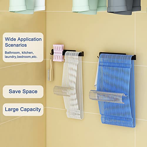 2 Pack Hanger Storage Stacker Stand,Hanger Organizer Stacker,Hanger Holder Rack with Hook for Closet, Hanger Stacker for Closet Laundry Room,Space Saving Clothes Hanger Storage Rack,Drilling (Black)