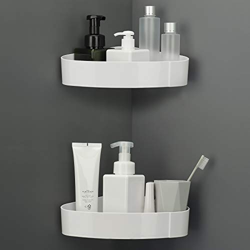 FOBBHOME Adhesive Corner Shelf Bathroom Shower Caddies Organizer Shower Corner Shelf Bathroom Shelf Drilling Wall Mount Storage Rack
