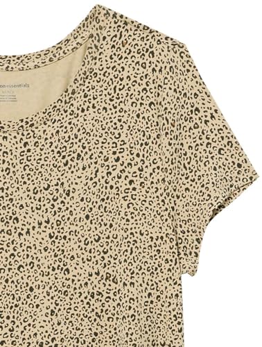 Amazon Essentials Women's Short-Sleeve Scoop Neck Swing Dress (Available in Plus Size), Light Rose Leopard Print, Small