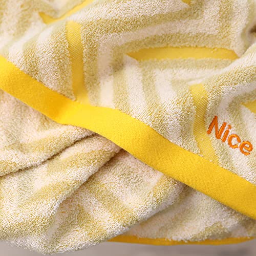 Pidada Hand Towels Set of 2 Striped Pattern 100% Cotton Absorbent Soft Decorative Towel for Bathroom 13.4 x 29.1 Inch (Green & Yellow)