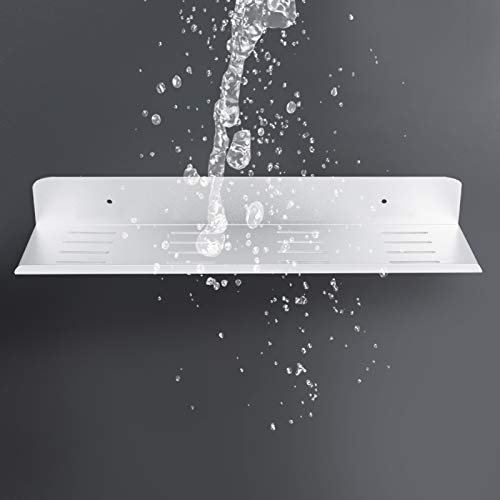 01 02 015 Storage Shelf, Drain Aluminum Floating Shelves Silver for Shower Gel for Small Items for Shavers