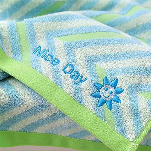 Pidada Hand Towels Set of 2 Striped Pattern 100% Cotton Absorbent Soft Decorative Towel for Bathroom 13.4 x 29.1 Inch (Green & Yellow)