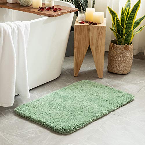 MIULEE Set of 2 Bathroom mats and Toilet Rugs, 20''x30''+20''x30''+20''x24''(U-Shaped), Non Slip Soft Rugs for Bath Tub Shower, Green