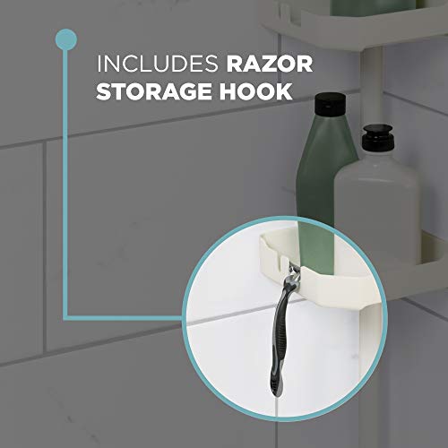 Zenna Home Tension Pole Shower Caddy, 3 Basket Shelves, Adjustable, 60 to 97 Inch, White