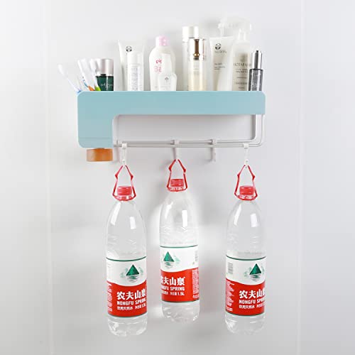 MORNITE Wall Bathroom Organizer Caddy Wall Shelves for Shower No Drilling,Adhesive Bathroom Restroom Shelf Storage Mirror Hanging,Blue