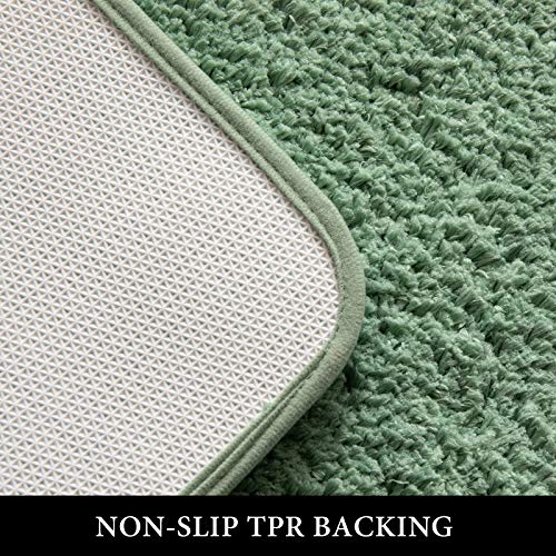 MIULEE Set of 2 Bathroom mats and Toilet Rugs, 20''x30''+20''x30''+20''x24''(U-Shaped), Non Slip Soft Rugs for Bath Tub Shower, Green