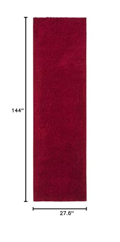 SAFAVIEH August Shag Collection Runner Rug - 2'3" x 12', Red, Solid Design, Non-Shedding & Easy Care, 1.2-inch Thick Ideal for High Traffic Areas in Living Room, Bedroom (AUG900Q)