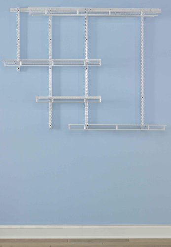 Rubbermaid FastTrack Multi-Purpose Closet Shelving Kit, White, Adjustable, Pantry Storage/Organization for your Clothes/Shoes/Food/Cleaning Supplies