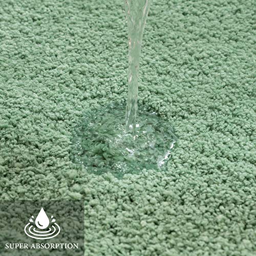 MIULEE Set of 2 Bathroom mats and Toilet Rugs, 20''x30''+20''x30''+20''x24''(U-Shaped), Non Slip Soft Rugs for Bath Tub Shower, Green