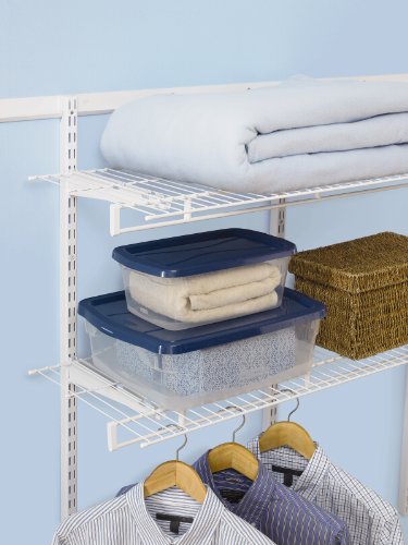 Rubbermaid FastTrack Multi-Purpose Closet Shelving Kit, White, Adjustable, Pantry Storage/Organization for your Clothes/Shoes/Food/Cleaning Supplies