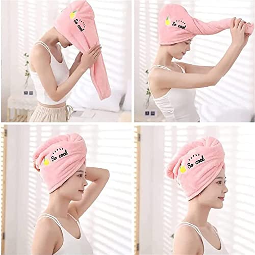 Pudier 5 Pack Microfiber Hair Towel Wrap - Rapid Drying Towel for Hair with Soft Dry and Embroidered Design, Hair Wrap with Button for Girls with Long and Curly Hair