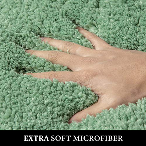 MIULEE Set of 2 Bathroom mats and Toilet Rugs, 20''x30''+20''x30''+20''x24''(U-Shaped), Non Slip Soft Rugs for Bath Tub Shower, Green