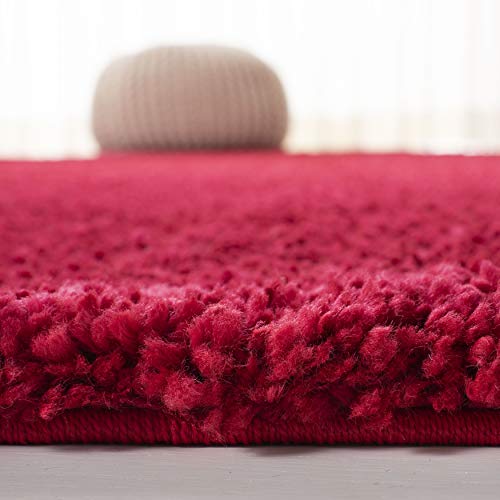 SAFAVIEH August Shag Collection Runner Rug - 2'3" x 12', Red, Solid Design, Non-Shedding & Easy Care, 1.2-inch Thick Ideal for High Traffic Areas in Living Room, Bedroom (AUG900Q)