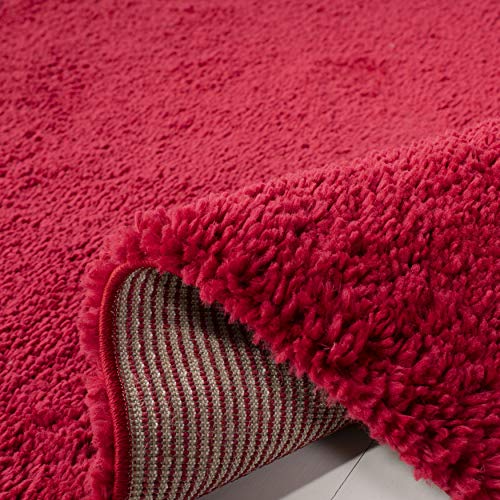 SAFAVIEH August Shag Collection Runner Rug - 2'3" x 12', Red, Solid Design, Non-Shedding & Easy Care, 1.2-inch Thick Ideal for High Traffic Areas in Living Room, Bedroom (AUG900Q)