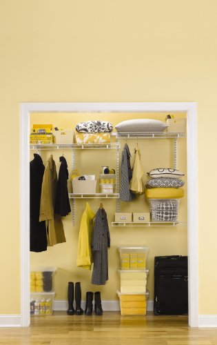 Rubbermaid FastTrack Multi-Purpose Closet Shelving Kit, White, Adjustable, Pantry Storage/Organization for your Clothes/Shoes/Food/Cleaning Supplies