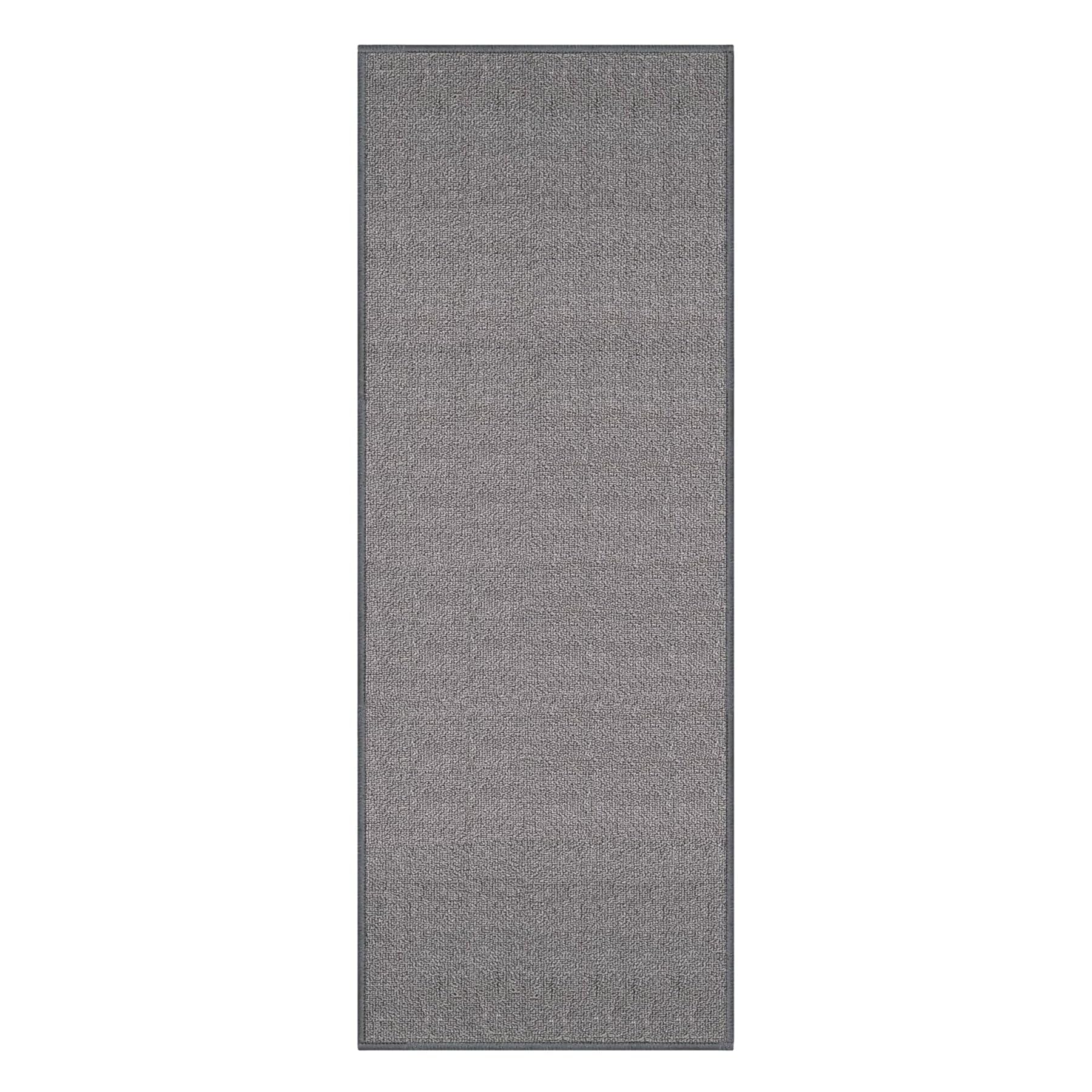 Kapaqua Grey Solid Colored Runner Rug Non Slip Rubber Backed Pet Friendly Kitchen Hallway 2x12