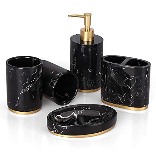 Set of 2, Bathroom Accessories Set,Marble Look Bathroom Sets for Counter Top Restroom Apartment Decor Stuff, Imitated Resin Kits, Gift for Women and Men