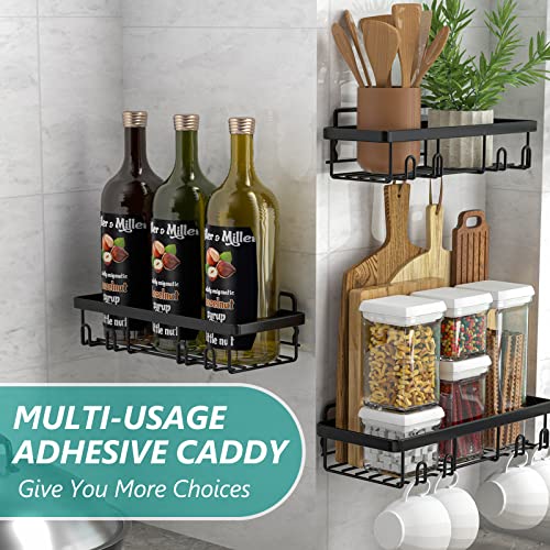 Cusbus Shower Caddy, 3 Pack Shower Organizer, Adhesive No Drilling Traceless Shower Shelves, Rustproof SUS304 Stainless Steel Bathroom Shower Shelf for Inside Shower & Kitchen Storage (Matte Black)