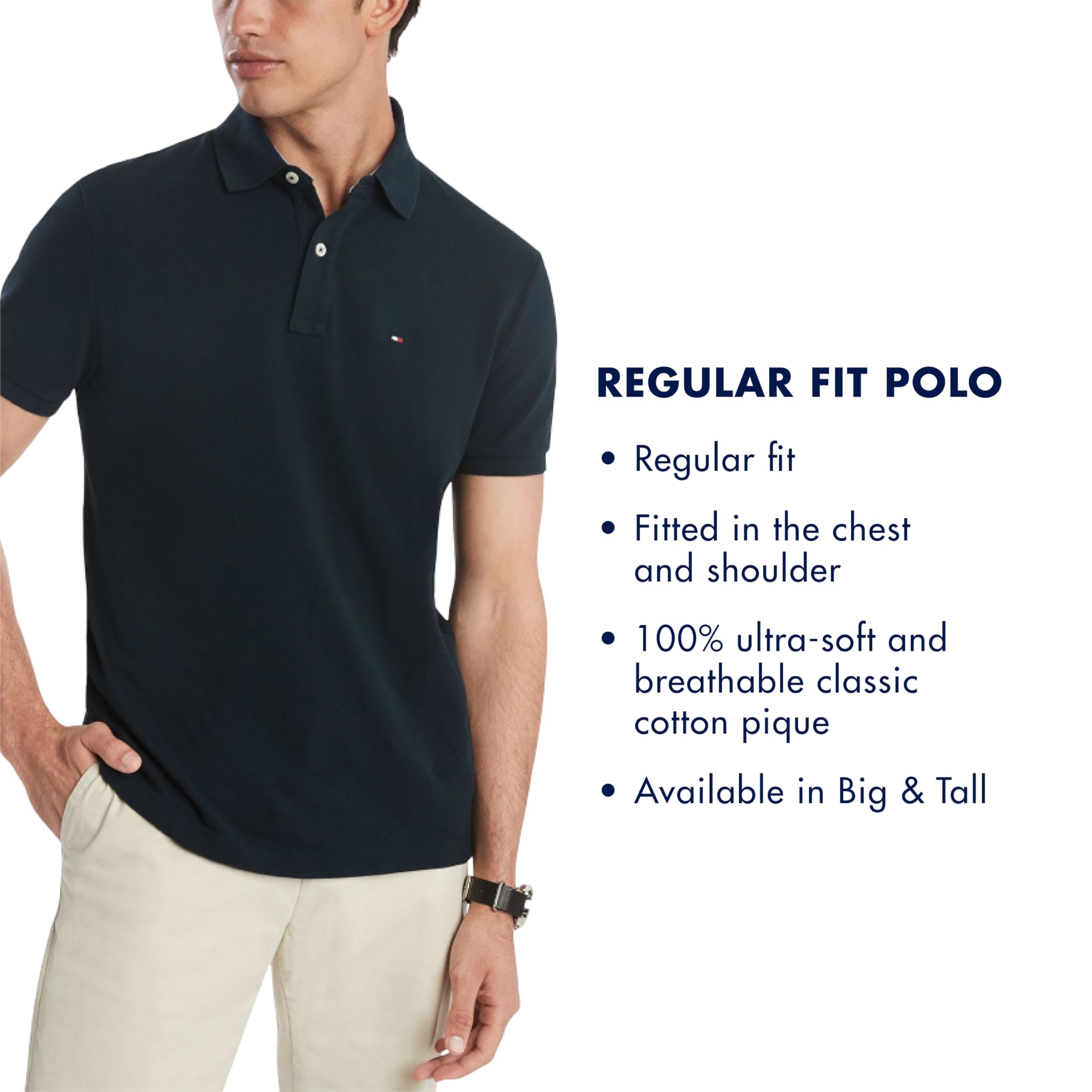 Tommy Hilfiger Men's Short Sleeve Polo Shirt in Custom Fit