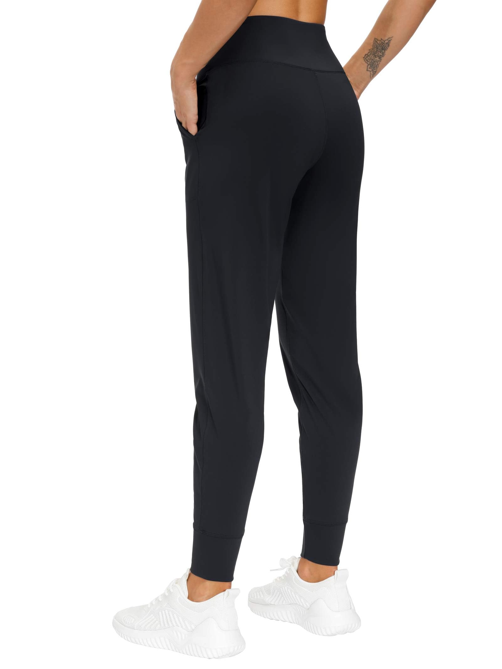 THE GYM PEOPLE Womens Joggers Pants with Pockets Athletic Leggings Tapered Lounge Pants for Workout, Yoga, Running, Training (Medium, Black)