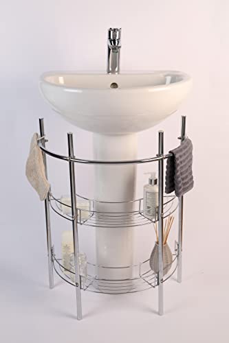 Croydex Mild Steel Pedestal Storage Unit with Shelves and Towel Rail