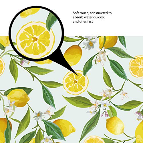 Amagical Lemon Set Decor Fruit Citrus Flowers Leaves Pattern 16 Piece Bathroom Mat Set Shower Curtain Set Bath Mat Contour Mat Toilet Cover Shower Curtain and 12 Hooks