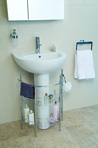 Croydex Mild Steel Pedestal Storage Unit with Shelves and Towel Rail