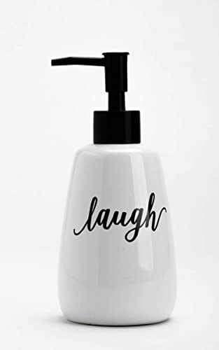 Adavas.Y&G Bathroom Accessory Sets with Sweet Quotes, Durable Ceramic Set W/Toothbrush Holder,Soap Dispenser,Tumbler, Soap Dish,Great for Farmhouse Decor (White 1)