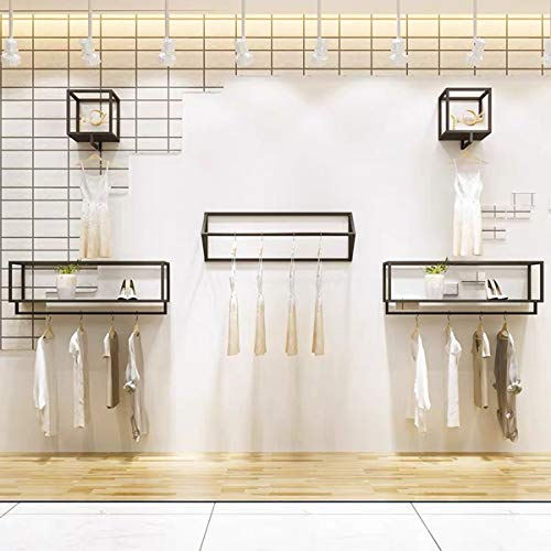 MDEPYCO Creative Triangle Display Garment Racks in Boutique Clothing Stores, Wall-Mounted Hanging Clothes Shelf in Home, Towel Racks for Bathroom Storage (Black, 31.5" L)