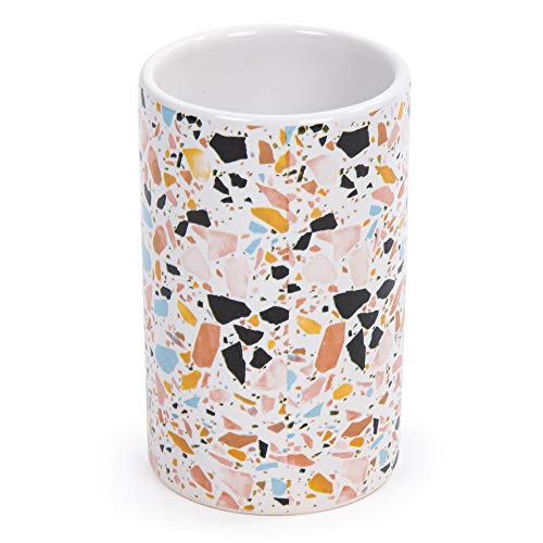Bodico 3-Piece Marble Terrazzo Print Bathroom Accessory Set, 8 x 7 inches, Orange