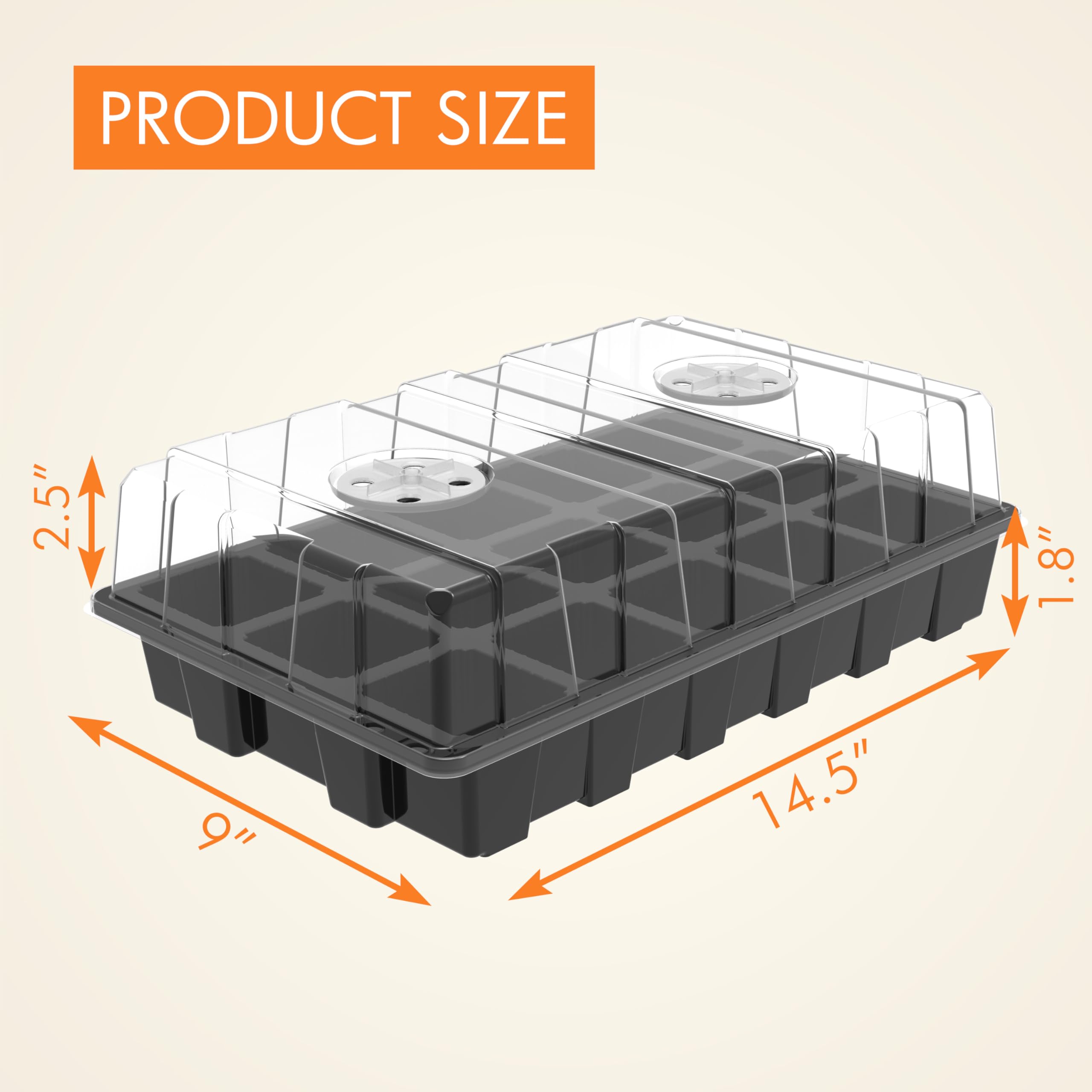 Gardzen 5-Pack Seed Starter Kits, Reusable Plant Germination Trays with Total 75-Cell, Seed Starter Tray with Humidity Vented Domes and Bases for Starting Vegetable Flower Herb Seeds 15" x 9"