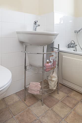 Croydex Mild Steel Pedestal Storage Unit with Shelves and Towel Rail