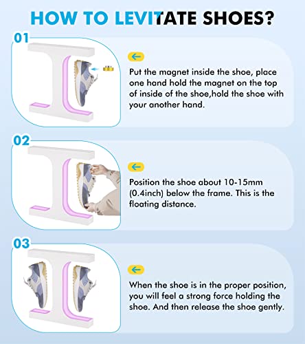 Upgraded Levitating Shoe Display Stand, LED Floating Shoe Display, Smart Phone Remote Control for Shoe Weight <550g Magnetic Levitating Sneaker Stand for Shoes Collectors Advertising Exhibition Shoe