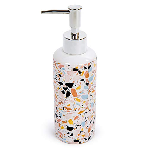 Bodico 3-Piece Marble Terrazzo Print Bathroom Accessory Set, 8 x 7 inches, Orange