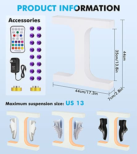 Upgraded Levitating Shoe Display Stand, LED Floating Shoe Display, Smart Phone Remote Control for Shoe Weight <550g Magnetic Levitating Sneaker Stand for Shoes Collectors Advertising Exhibition Shoe